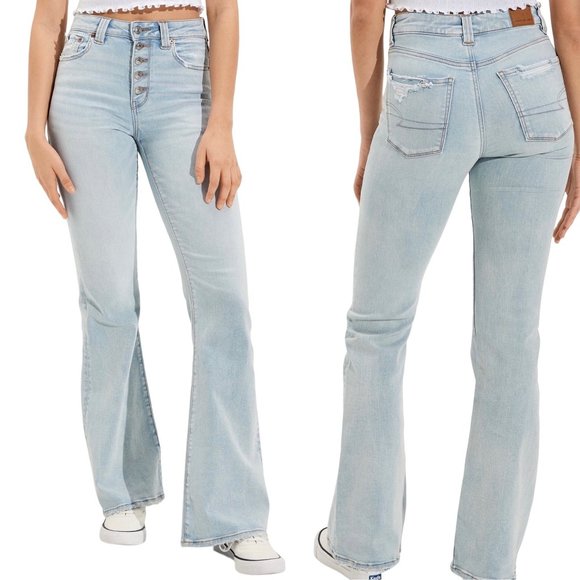 Ae Next Level Super High Waisted Flare Jeans